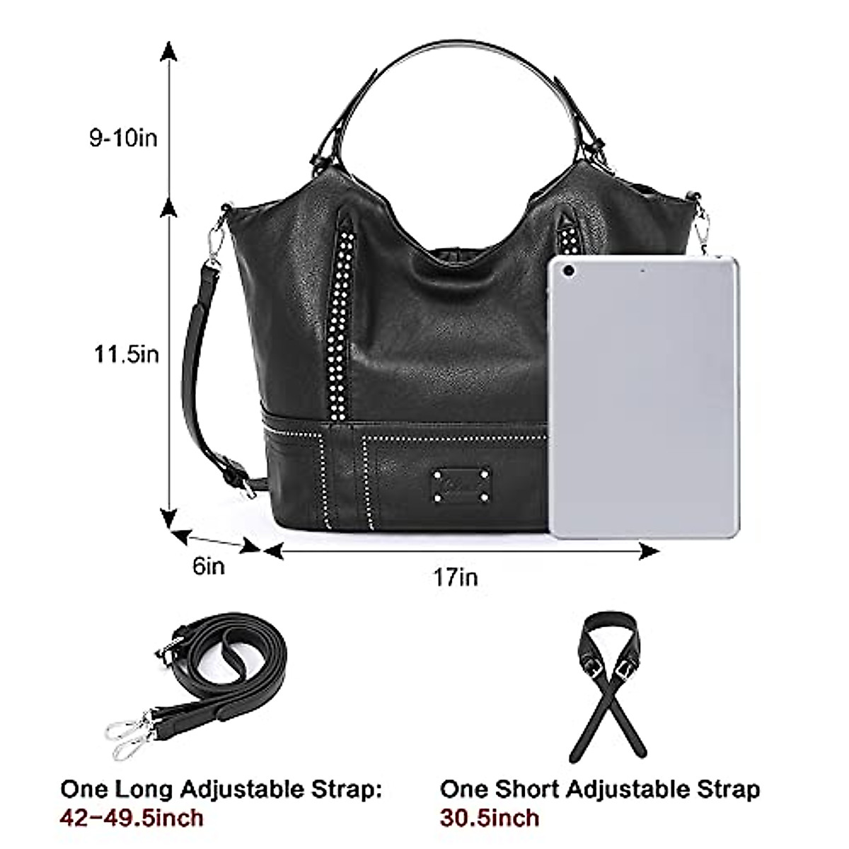 CLUCI Hobo Bags for Women Vegan Leather Purse Fashion Crossbody Shoulder Bags Top Handle Satchels Black
