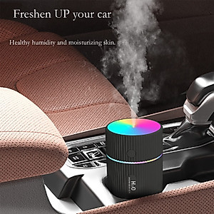 Colorful Cool Mini Humidifier, USB Personal Desktop Humidifier for Car, Office Room, Bedroom,etc. Auto Shut-Off, 2 Mist Modes, Super Quiet. (Black)