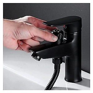 Kitchen Tap Bathroom Basin 2 in 1 Faucet, Brass Handheld Toilet Bidet Faucets, Sprayer Cold and Hot Water Mixer Bathtub Tap with Shower Set (Color : Nero, Size : G1/2),Kitchen faucets