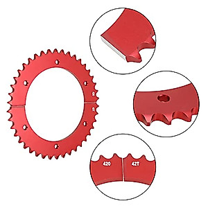 GREHUA Universal Split Sprocket 420 Chain 42 Tooth Rear Drive Wheel Aluminum Sprocket for Predator 212cc 196cc 420cc 389cc 301cc 79cc 98cc 6.5hp 7.0hp 13hp 15hp 3.0hp Mini Bike Parts Go Kart Racing