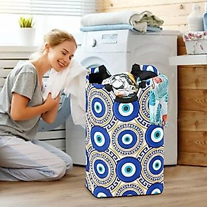 Qilmy Evil Eyes Laundry Hamper Collapsible Large Dirty Clothes Laundry Basket with Handle for Bedroom, Bathroom, Dorm, Kids Room