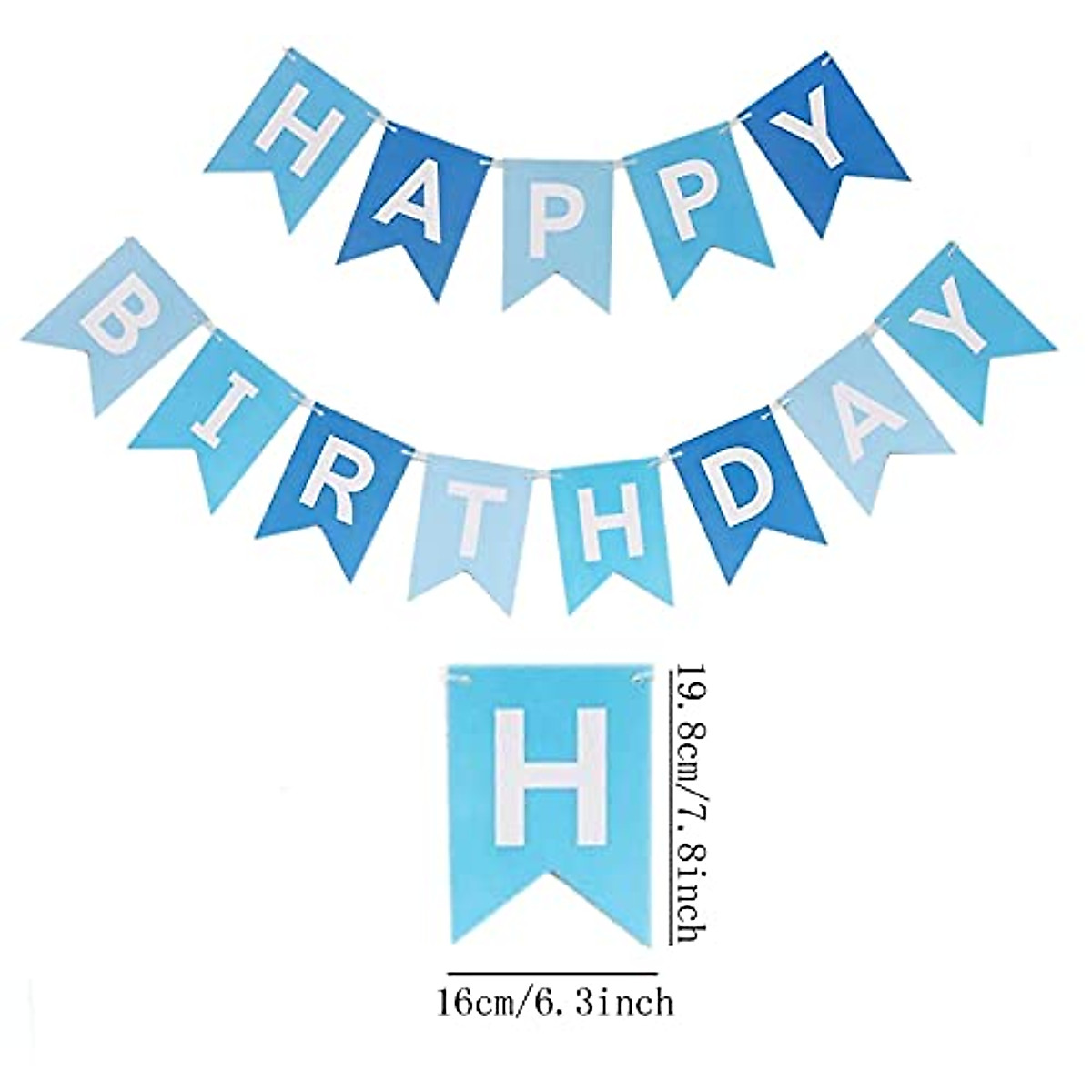 Happy Birthday Banner Gradients Blue Banner Birthday Banner Decoration Party Decoration Supplie