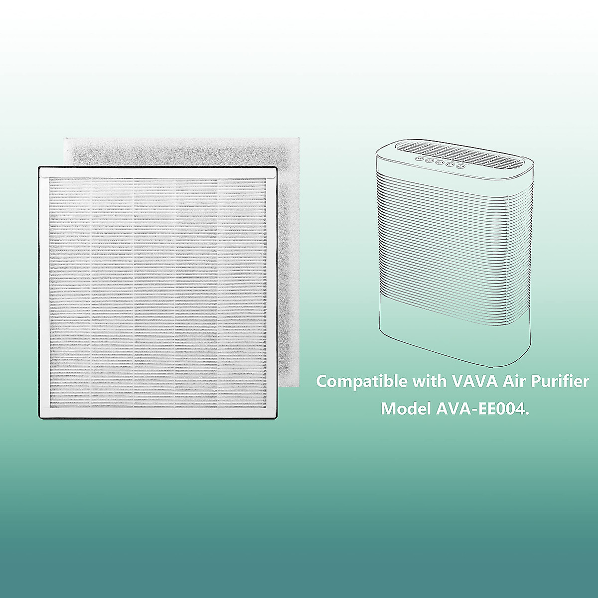 VA-EE004 True HEPA Replacement Filter, Compatible with VAVA VA-EE004 Air Purifier, 2 Pack
