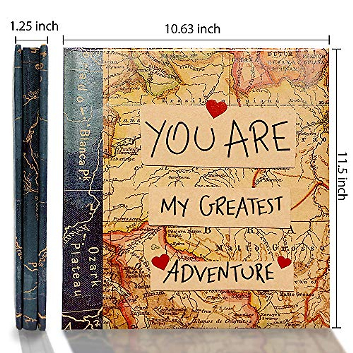 Holoary Self Adhesive Page Photo Album with Metallic Pen Magnetic Self-Stick Page Scrapbook for 3x5 4x6 5x7 6x8 8x10 Hand Made DIY 40 pages Albums, Printed Kraft Paper Cover Old Map Adventure World Travel Vacation Memory Book