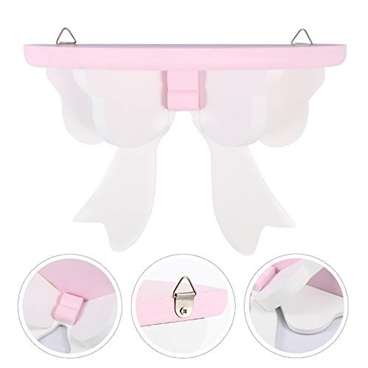 IMIKEYA Wall Mounted Floating Shelves Wooden Room Storage Shelf Bowknot Style Wall Storage Rack Bowknot Wall Decorations for Christmas Home Kitchen Supplies Pink White