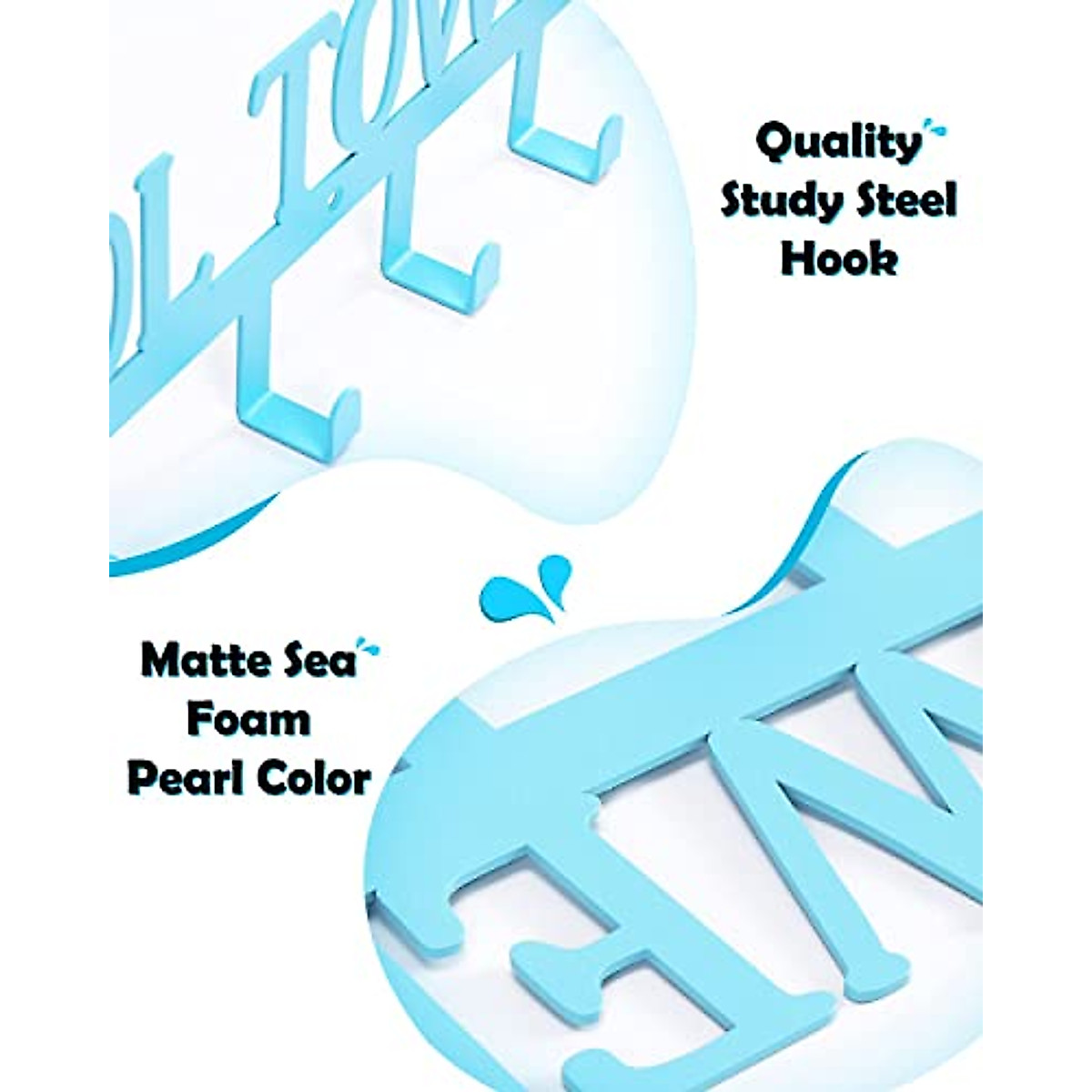 Qmetalart Pool Towel Racks, Metal Art Towel Hooks Hanger Organizer Outdoor Indoor Wall for Bathroom Mounted 6 Holder for Bath Towel, Robe Swimsuit, Coat, Bag, Keys