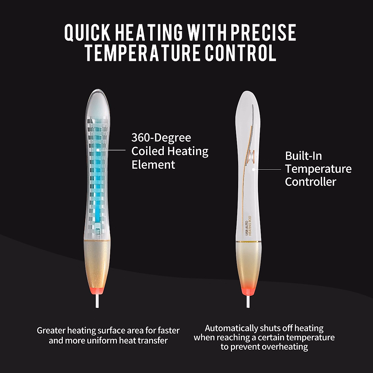 Double Heads USB Heating Rod for Doll, LED Indicator Portable Toy Warmer, Automatic Temperature Control USB Warmer, Safe, Fast Heating and Waterproof, Dual Heater in 1 Cable, White