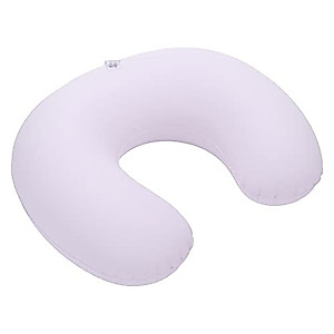 Inflatable Travel Neck Pillow for Airplane U-Shaped Neck Cushion Plush Fabric Headrest Sleep Office Napping Pillow Orange