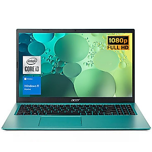 acer Aspire 3 Laptop, 15.6” FHD Screen, Intel Core i3-1115G4, 12GB DDR4 RAM, 256GB PCIe M.2 SSD, Wi-Fi, HDMI, RJ-45, Webcam, Windows 11 Home, Teal
