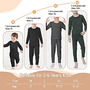 Zando Kids Thermal Underwear Sets Girls Soft Base Layer Fleece Long Underwear Toddler Thermal Set Boys Underwear Long Johns Ultra Cold Weather Gear Toddler Underwear Black Large (100) /3T