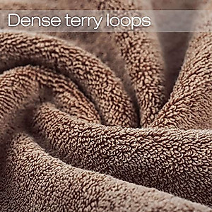 Cleanbear Bathroom Hand Towels, 100% Cotton Face Towels, 13 x 28 Inches (Brown)