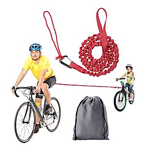 FrgKbTm Bicycle Tow Rope Belt Strap Mountain Bike Parent-Child Pull Reflective Traction Portable Outdoor MTB Elastic Bicycle for Adult Kids Children (Red)