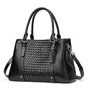 Kattee Women Soft Genuine Leather Satchel Bags Top Handle Crossbody Purses and Handbags Hobo Totes Shoulder (Black)