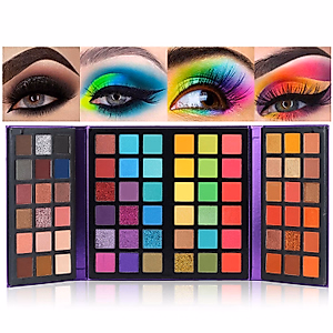 72 Colors Ultra Secret Eyeshadow Palette, 4 in1 Color Board Matte Shimmer Glitter Nude Natural All In One Makeup Palette Blendable Pigmented Make Up Eye Shadow Pallet Gift Kit