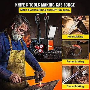 VEVOR Farrier Furnace with Dual Large Capacity Portable Square Metal Propane Knife Forge, 2 Burners-Single Door, Black