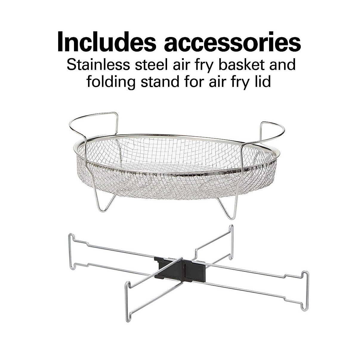 Hamilton Beach Air Fryer Lid, Fits 6 Quart Oval Slow Cooker Crock, with Fry Basket and Tray, Works with Multiple Brands (33602), BLACK