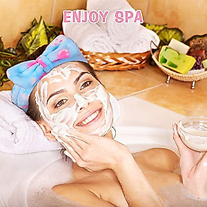 UMIKU 8 Pack Spa Headband for Women, Facial Makeup Headband Soft Coral Fleece Cosmetic Headband for Women Girls Bow Hair Band Head Wraps for Washing Face Mask Spa Shower Gifts