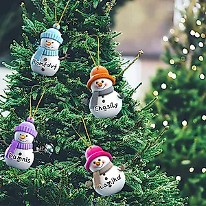 TATLETATLE Personalized Snowman Christmas Ornaments Custom Family Names 8pcs Xmas Ornaments Customized Ornaments for Christmas Tree Hanging Decorations (Snowman-5)