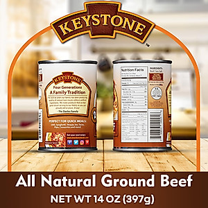 Keystone All Natural Ground Beef 14 Ounce Long Term Emergency Survival Food Canned Meat | Fully Cooked Ready to Eat | Gluten Free Family Pack of 6