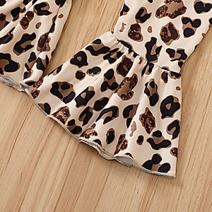 fhutpw Newborn Baby Girl Clothes Infant Rib Frill Long Sleeve Romper Flared Pants Headband Set 3pcs Fall Winter Outfits (A- Beige, 9-12 Months)