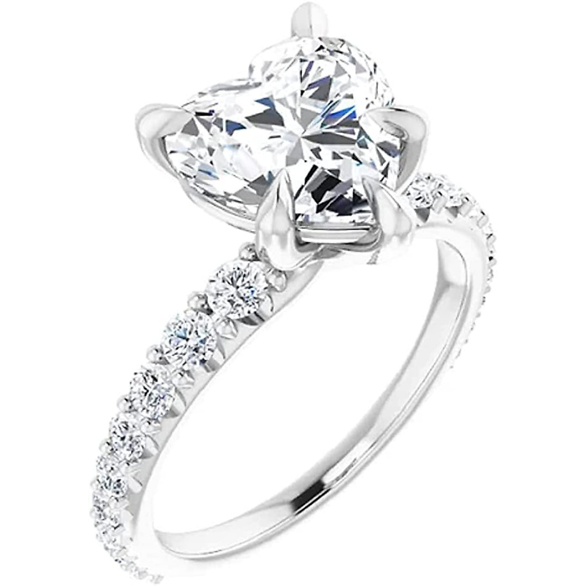 Moissanite World Dainty Intersecting Engagement Ring, Heart Cut 3.00CT, Colorless Moissanite Ring, 925 Sterling Silver, Solitaire Engagement Ring, Wedding Ring (8)