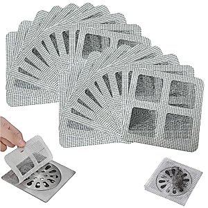 20Pcs Disposable Hair Drain Stickers, 4" X 4" Disposable Shower Floor Drain Sticker, Floor Drain Sticker, Drain Strainer Screen Catcher, Shower Drain Hair Catcher for Bathroom, Bathtub, Kitchen…