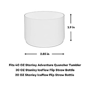 Silicone Boot for Stanley 40 oz Quencher Adventure Tumbler and IceFlow Flip 30 oz 20 oz, Stanley Cup Accessories Protector Sleeve Bottom Cover Bumper for Stanley 40 oz with Handle (White)