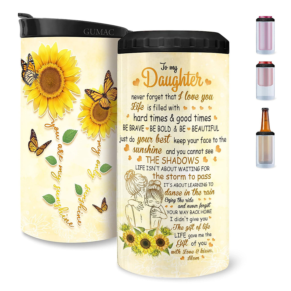 Daughter Can Cooler - Sunflower To My Daughter Can Cooler From Mom - Birthday Gifts For Daughter From Mom - Gift for Daughter on Mother's Day, Christmas, Birthday