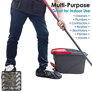 Buena Goods 100 Pack Extra Large Disposable Black Boot & Shoe Covers. Reusable Premium Water Resistant Durable Booties with Non Slip Treads for Indoor Use. Fits US Men's Size 14 & Women's 16 Shoe Size