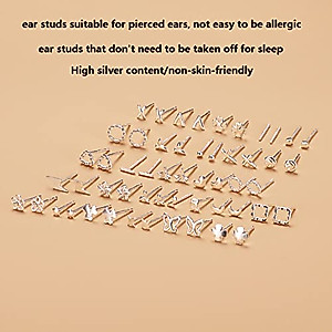 Rofeego Sterling Silver Ginkgo Leaf Initial Stud Earrings for Girls Women Sensitive Ears,Tiny Hypoallergenic Cartilage Post Earrings with Gift Box