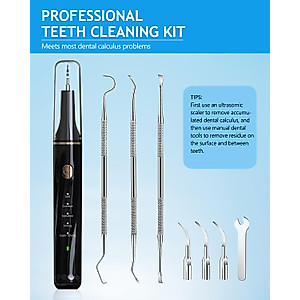 Hansaplast Plaque Remover for Teeth, Dog Teeth Cleaning, Dental Tools to Remove Tartar and Stains, Safe for Dogs & Cats, with Led Light & 5 Adjustable Modes (Black)