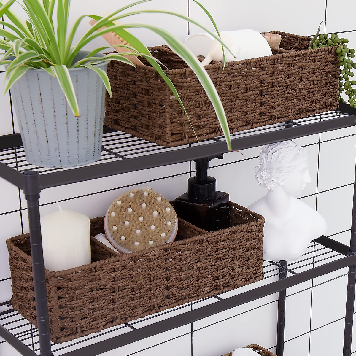 StorageWorks Round Paper Rope Storage Baskets