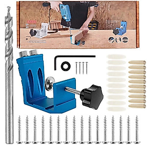 Didmortool 36PCS Pocket Hole Jig Kit Pocket Screw Jig with 2 Drill Hole Guide Pocket Drill Hole System with 15 Degree Joint Angle Tool for Woodworking