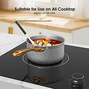 Homaz life 3-Quart Saucepan with Tempered Glass Lid, Tri-Ply Stainless Steel Cookware, Induction Ready, Compatible with All Cooktops, Dishwasher Safe, Non-Toxic, Gold-Colored Stay-Cool Handle