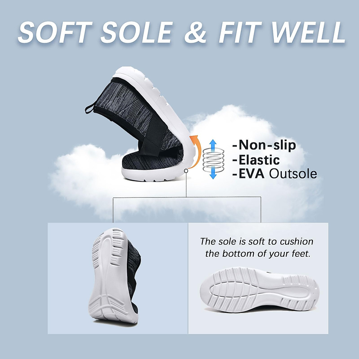 HONHOLD Women's Walking Shoes Mary Jane Nurse Sneakers Comfortable Slip On Nursing Shoes Non Slip Work Shoes Striped Black 7.5