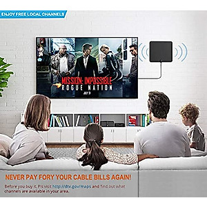 Amplified HDTV Indoor Antenna Long 250+ Miles Range Signal Reception- Amplifier Signal Booster - Support 4K 1080p All Older TV + 16.5 ft Coax HDTV Cable/AC Adapter