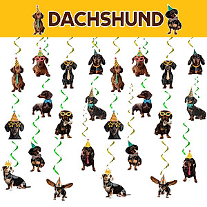 24 Pcs Dachshund Hanging Decorations Dachshund Hanging Swirls Ceiling Swirls Dachshund Birthday Party Supplies for Dachshund Party Decorations Funny Dog Decorations