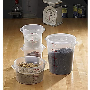 Lumintrail Cambro 2 Quart Round Food Storage Container, Translucent, with a Translucent Lid, Bundle with a Measuring Spoon Set