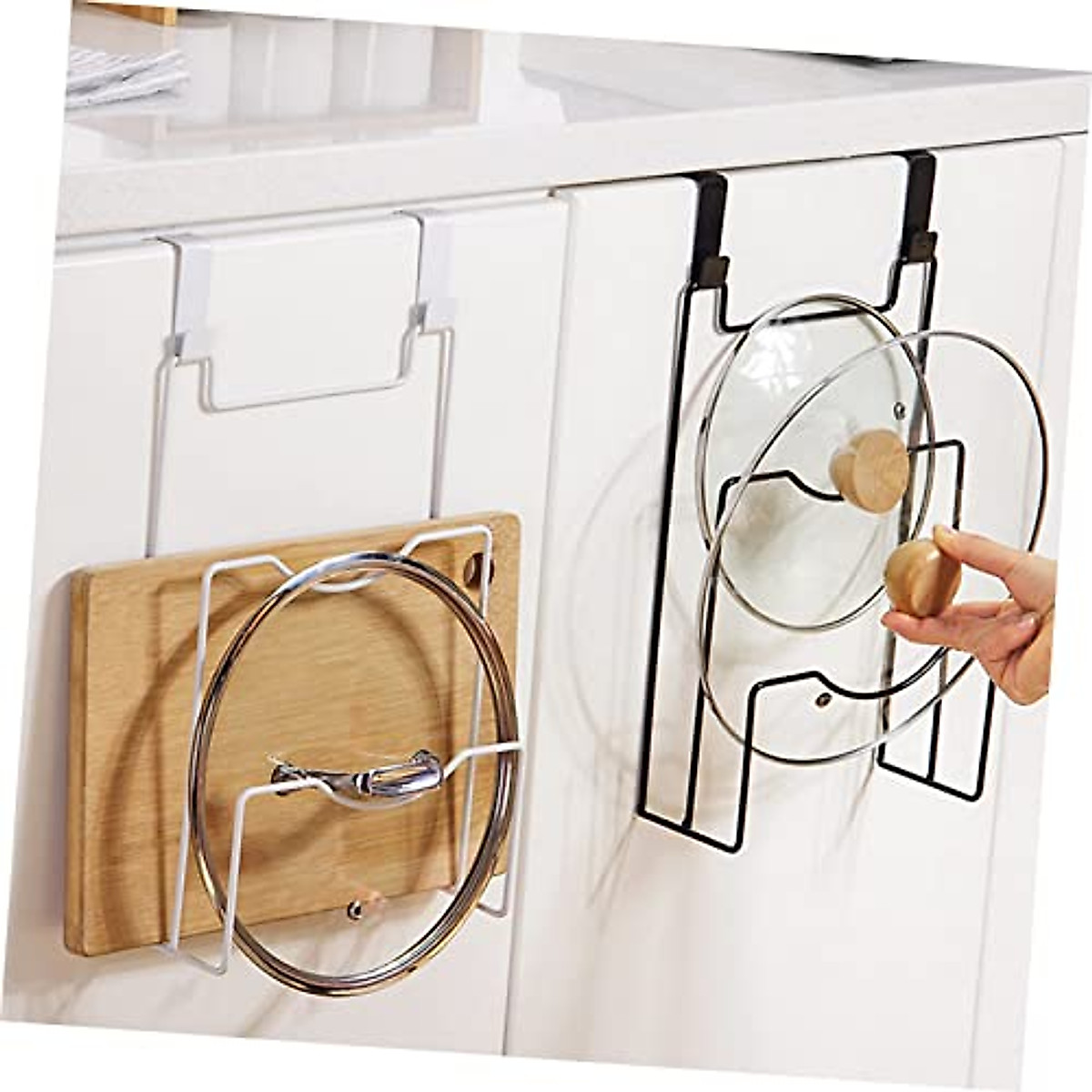 YARNOW Kitchen Cabinet Door Lid Holder Cutting Board Holder Stand Pan Lid Holder Metal Brackets Pans Organizer Rack Wall Mounted Lid Rack Pot Lids Holder Pot Lid Holder for Kitchen Iron