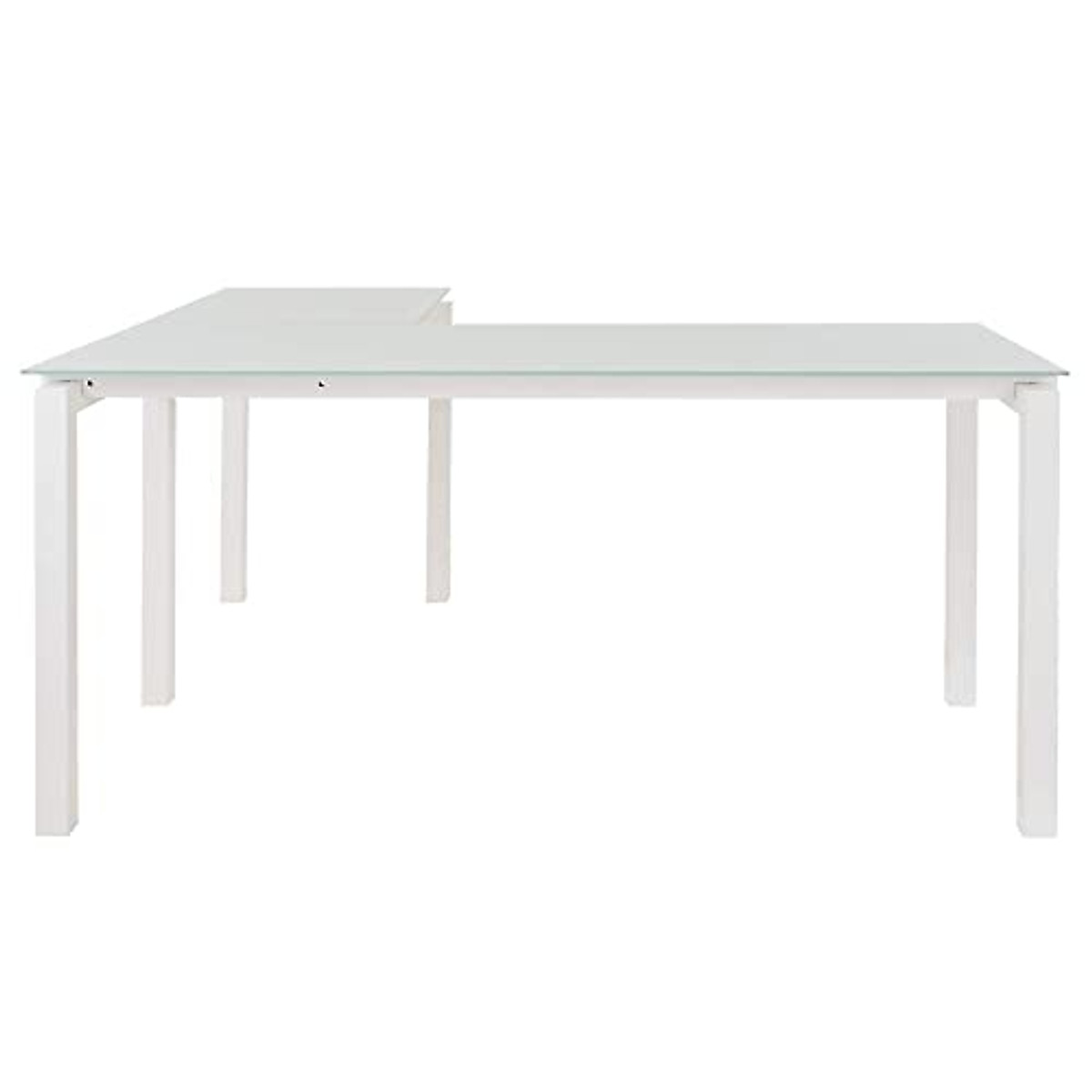 Signature Design by Ashley Baraga Contemporary Glass L-Shaped Home Office Desk, White