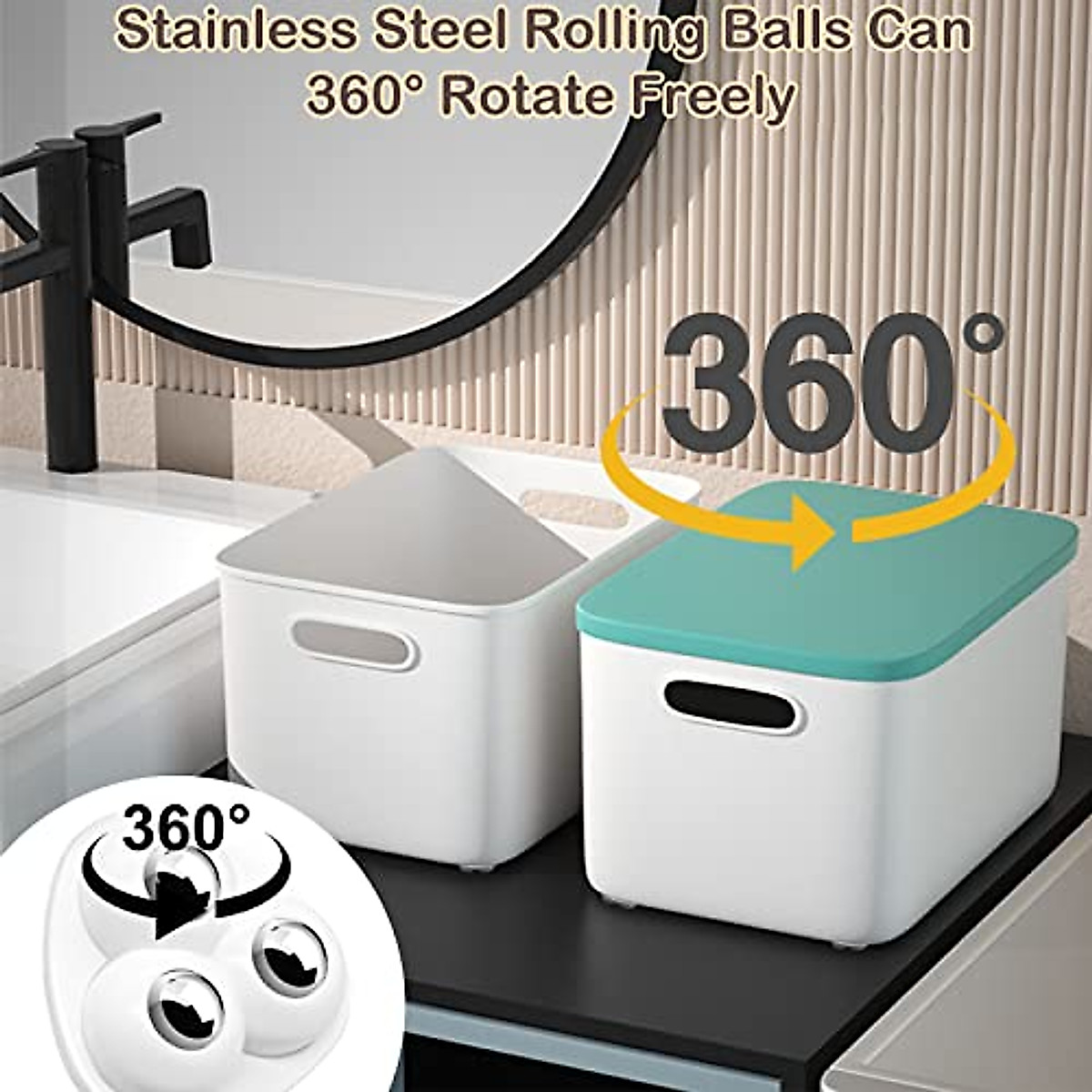 8pcs Mini Caster Appliances Wheels, 360°Rotation Small Appliance Wheels for Kitchen Appliances, Adhesive Universal Caster Wheels Sticky Pulley Small Appliance Casters for Storage Box (White)
