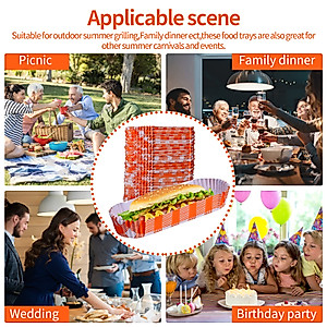 300Pcs Hot Dog Trays, 6'' Paper Food Trays Eco Friendly, Rectangular White Fluted Hot Dog Tray, Disposable Food Tray for Sandwiches and Hamburgers Hot Dog Cart Accessories