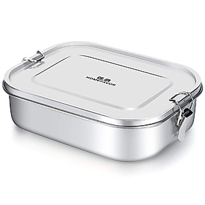 G.a HOMEFAVOR Stainless Steel Bento Lunch Food Box Container, Large 1400ML Metal Bento Lunch Box Container - Lockable Clips to Leak Proof - BPA-Free - Dishwasher Safe