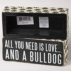 Primitives by Kathy Paw Print Trimmed Box Sign, 2.5-Inch by 6-Inch, Bulldog
