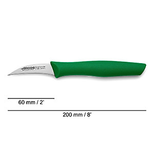ARCOS 2 Pieces Paring Knife Set. 2 Peeling Knives of Stainless Steel and Ergonomic Polypropylene Handle for Cutting Fruits, Vegetables and Tubers. Series Nova. Color Green