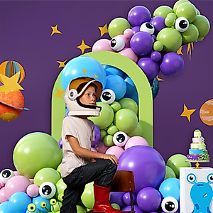 Monster Balloons Arch for Monster Cartoon Inc Party Decorations, Monsters Inc Balloons Arch Kit, Pink Purple Blue Green Balloon Arch for Monster Theme Birthday Baby Shower Party Decorations