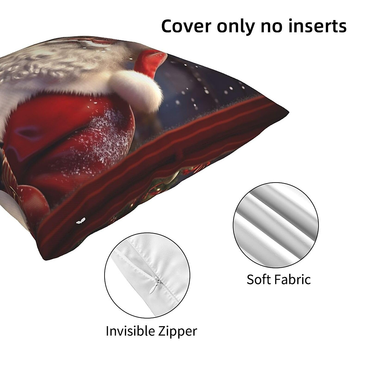 VTCTOASY Santa Claus Print Throw Pillow Covers Fashion Throw Pillow Case Soft Couch Pillows Decorative Square Pillow Covers for Sofa Living Room 20"x20"