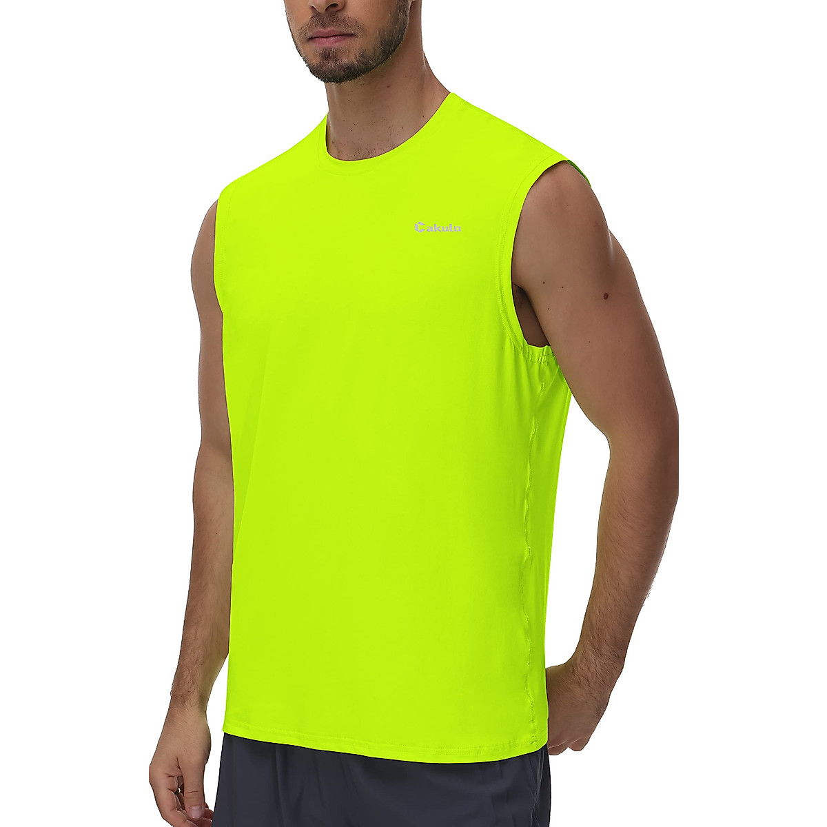 Cakulo Men's Workout Swim Sleeveless Shirts Quick Dry Beach Pool Tech Running Athletic Exercise Muscle Bodybuilding Basketball Summer Joggers Tank Top Big and Tall Neon Yellow 3XL
