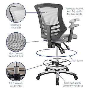 Modway Calibrate Mesh Drafting - Reception Desk Chair - Tall Office Chair in Gray