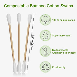 eyxformula 1000 PCS Bamboo Cotton Swabs In Storage Box Natural Organic Cotton Swabs With Wooden Sticks - Double Tips Biodegradable Cotton Buds For Ear Wax Removal, Makeup, Personal Care, Art & Craft